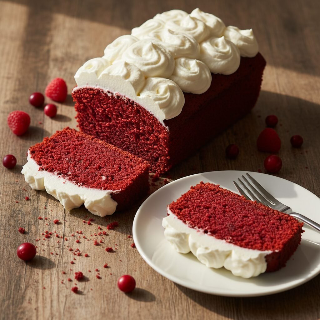 The Ultimate Moist Red Velvet Loaf Cake With Heavenly Whipped Cream ...